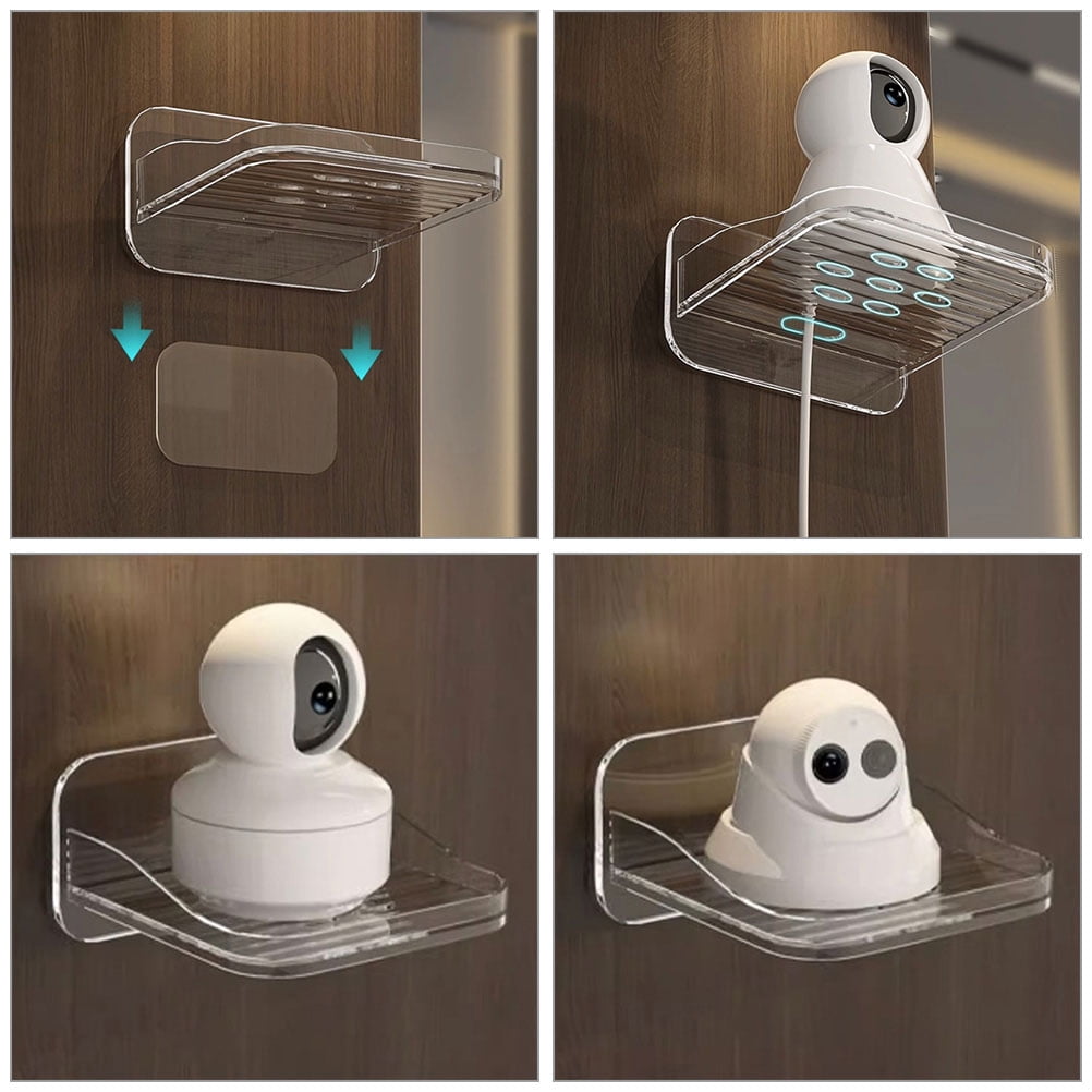 Hemoton 2pcs No Drill Floating Wall Shelf Camera Router Holder Plastic ...