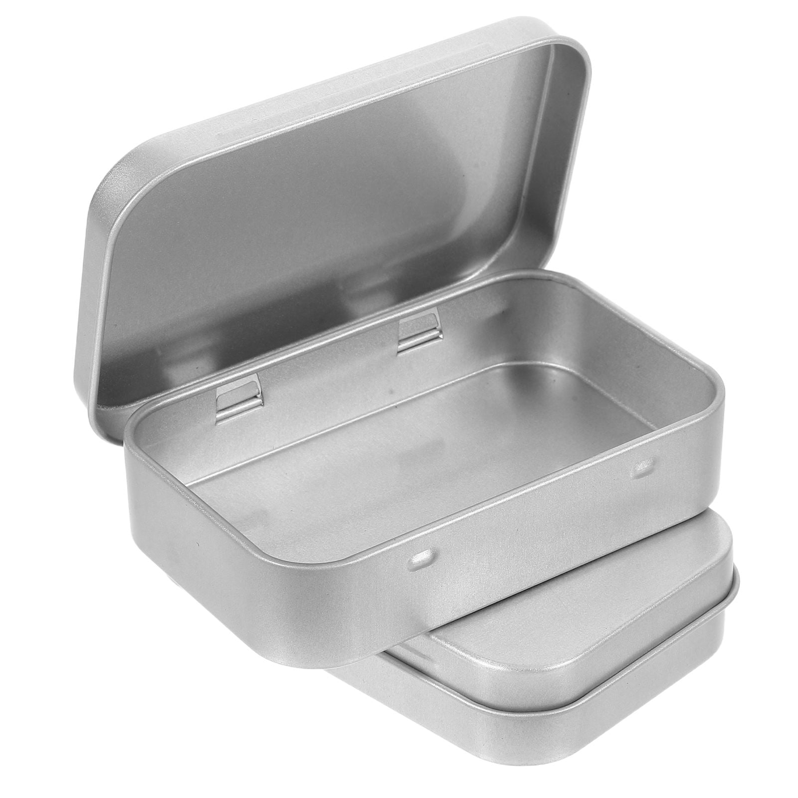 Hemoton 2pcs Portable Mini Tin Boxes With Hinged Lids Tinplate Storage ...