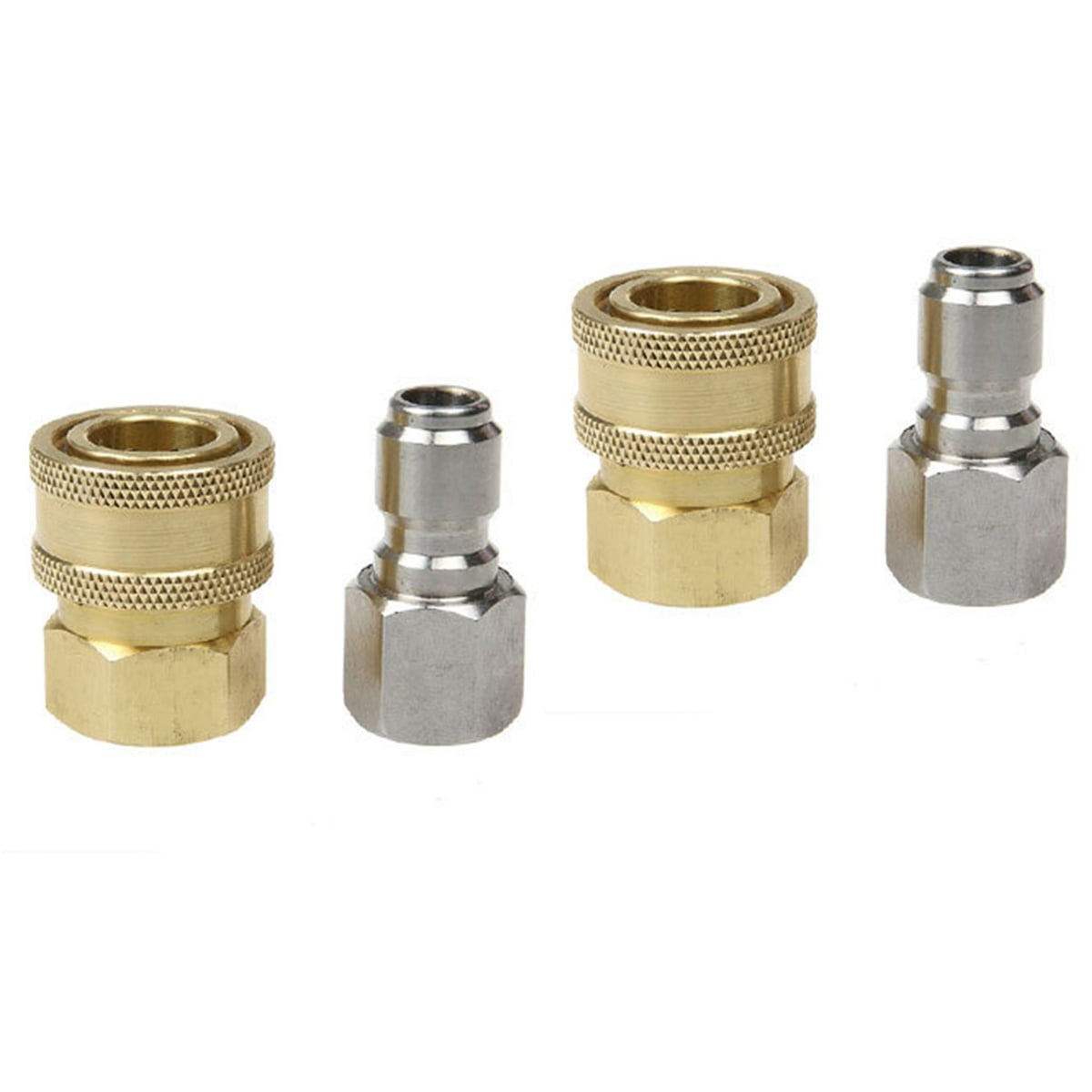Hemoton 2pcs Solid Brass Quick Coupler Set High Press Connector Fittings 3/8" Plug Female Male ...