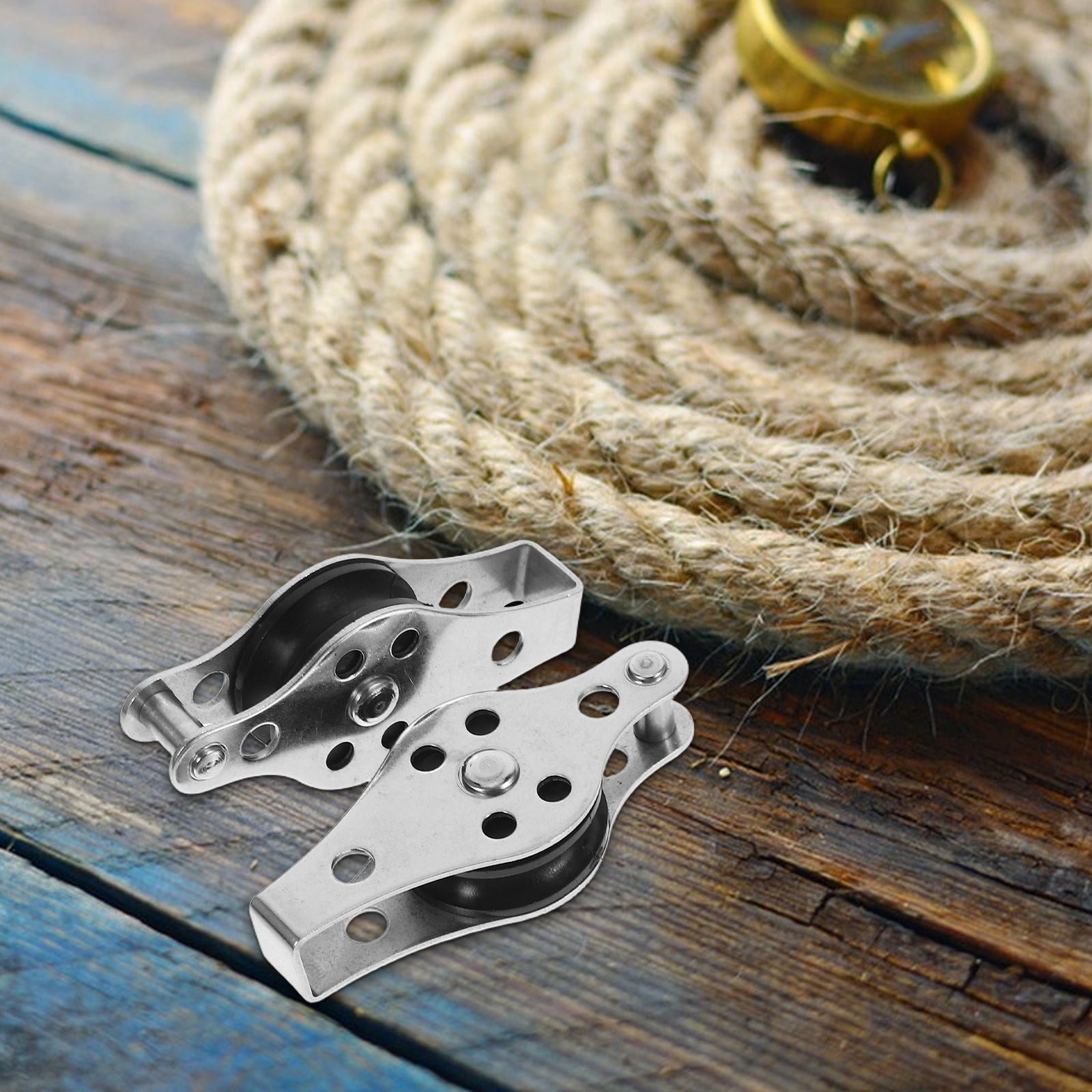 Hemoton 2pcs Stainless Steel Boat Pulley For Marine And Kayak Use Wheel ...