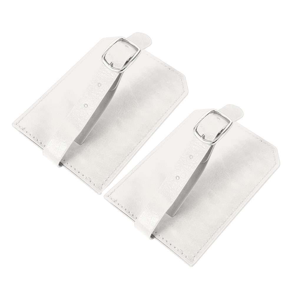 Hemoton 2pcs White PU Luggage Tags Waterproof ID Tags with belt Travel ...