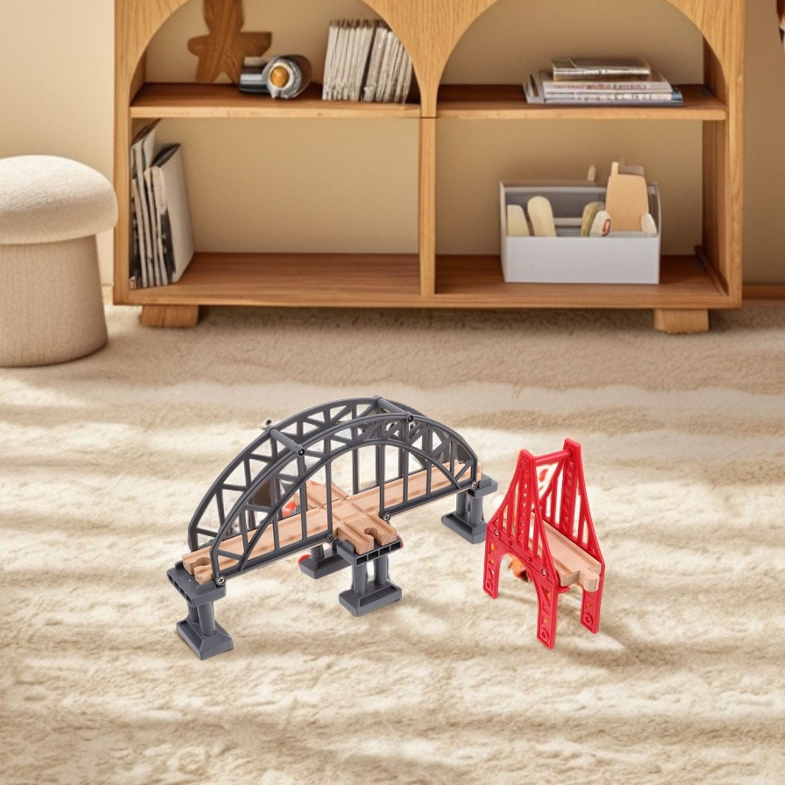 Hemoton 2pcs Wood Train Railway Bridge Toy Train Railway Bridge Train ...