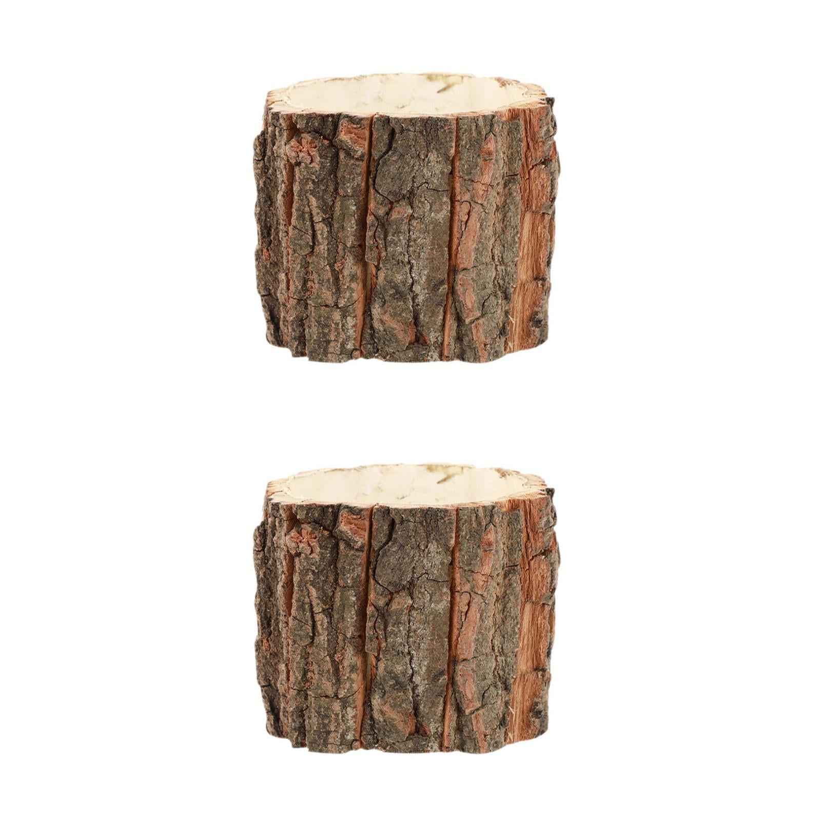 Hemoton 2pcs Wooden Flower Pot Bark Bucket Planter Rustic Flower ...