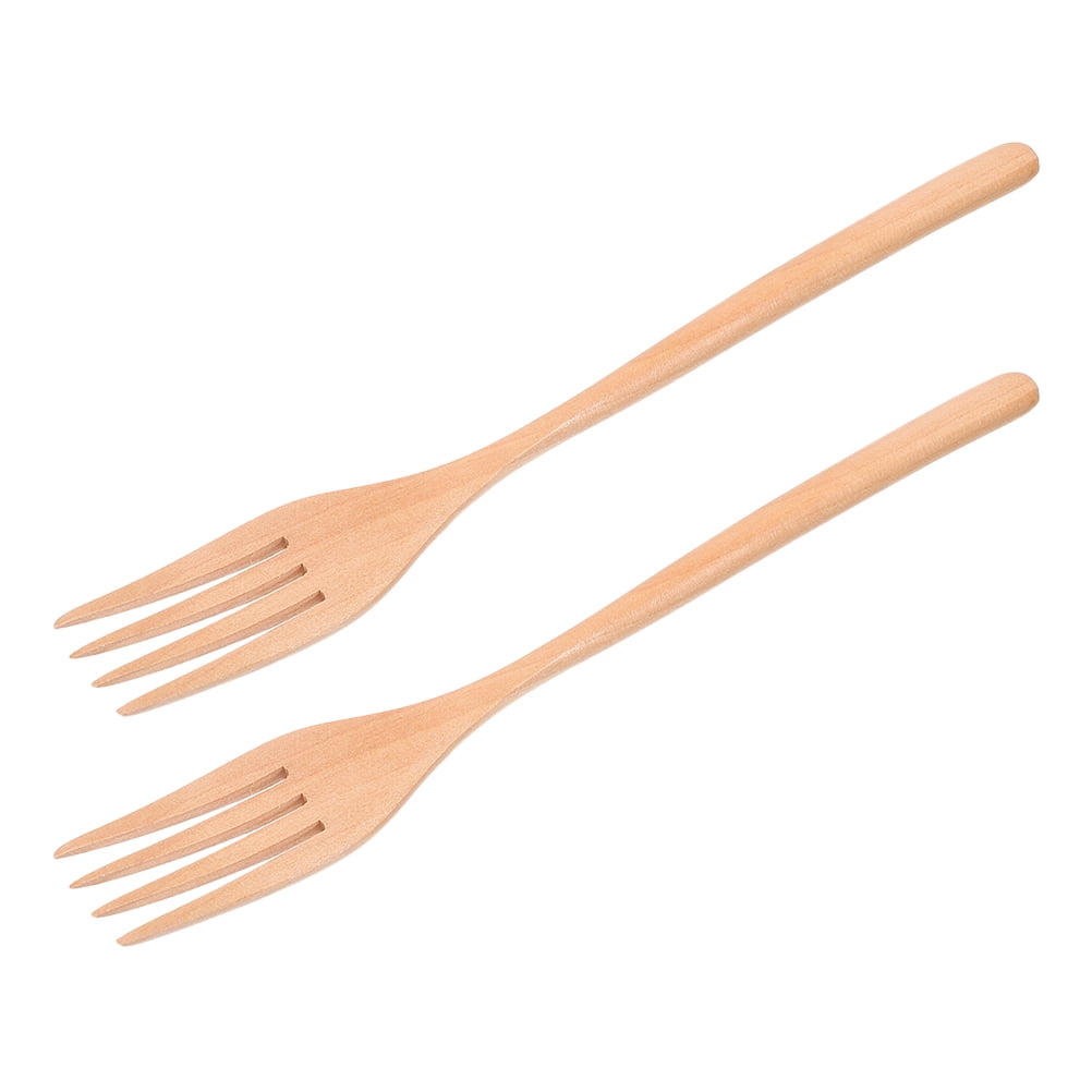 HEMOTON Wooden Fork Set Beige Salad Fruit Cooking Fork for Kitchen Use ...