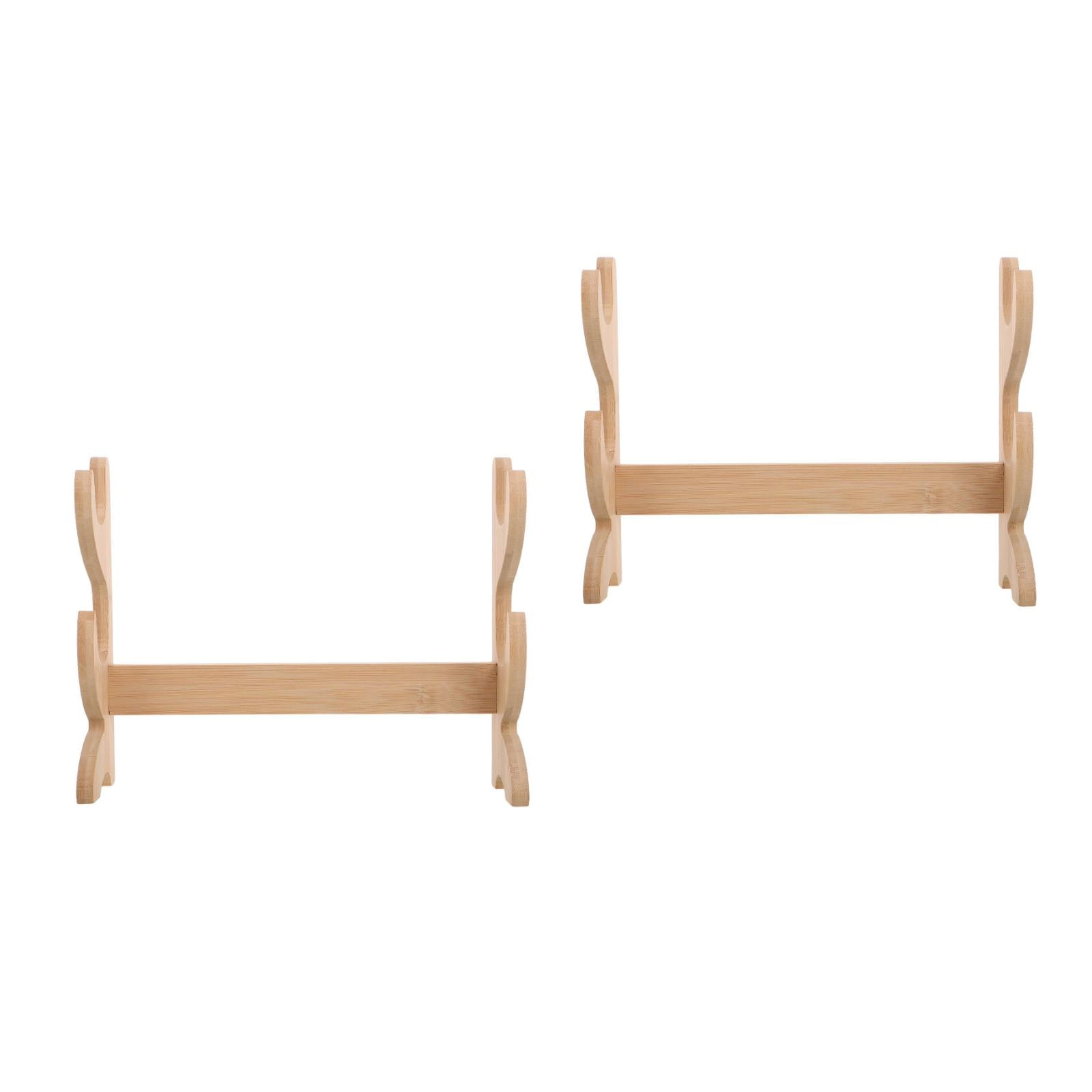 Hemoton 2pcs Wooden Sword Stand 2 Tier Sword Display Rack Sword Stand Holder Support Tabletop ...