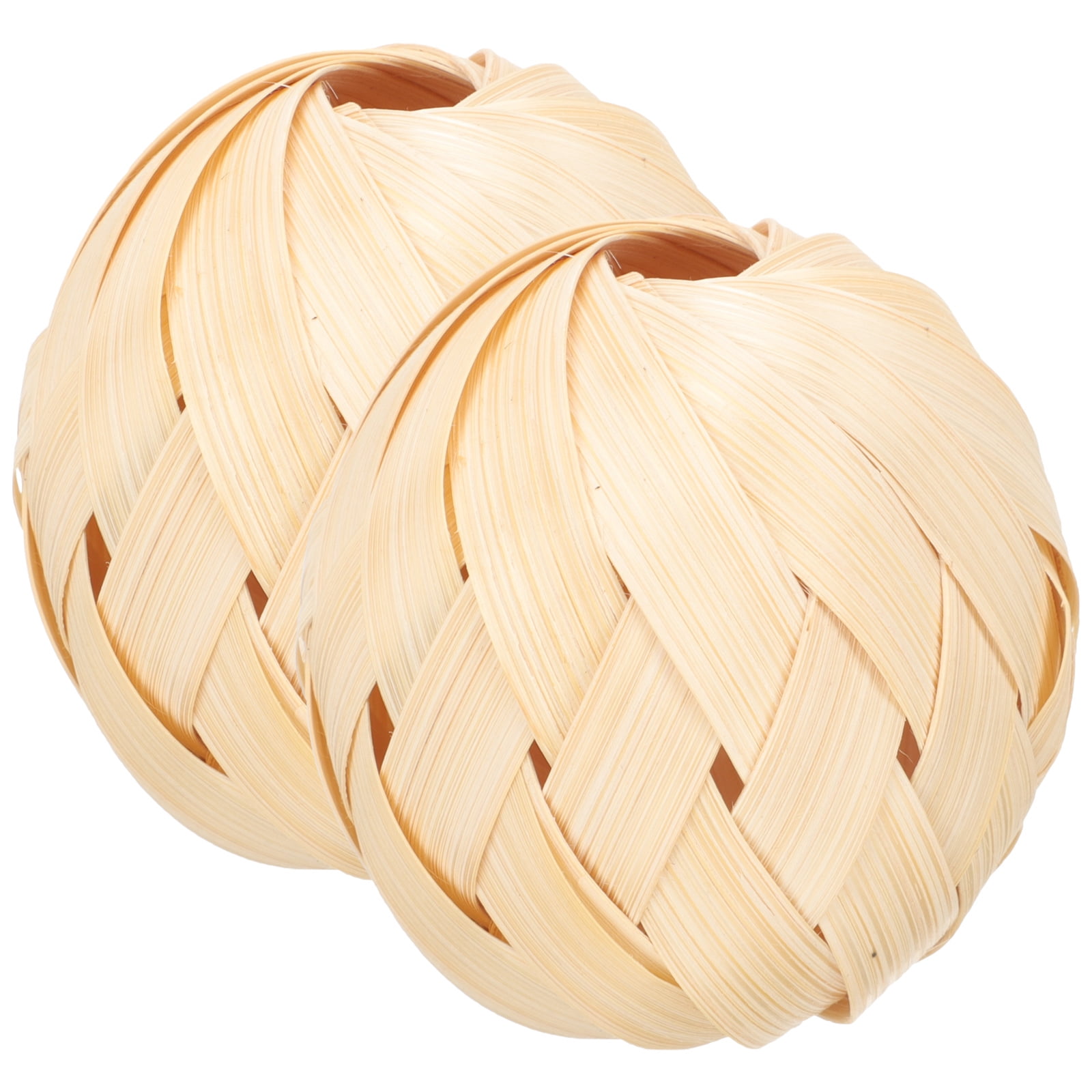 WEAVILUX Miniature Bamboo Ball Baskets Khaki Rustic Storage 2pcs 2.6×2. ...