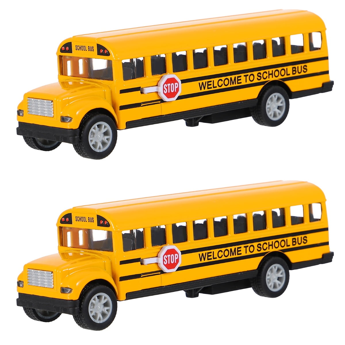 Hemoton 2pcs school bus back children vehicle kart friction off- road ...