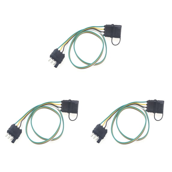 Hemoton 3 Count Trailer Connector 4 Wire Wiring Flat Extension Cord ...