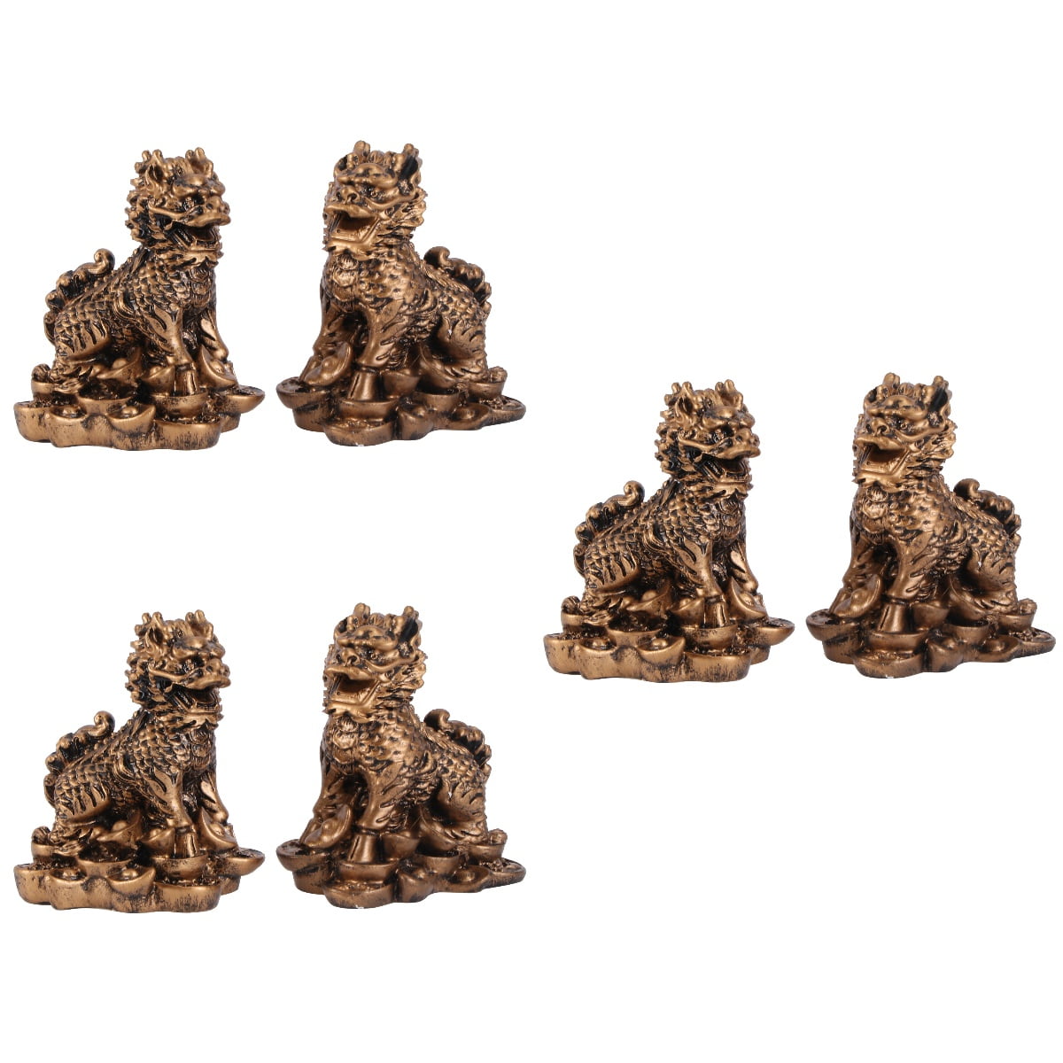Hemoton 3 Pairs of Household Kylin Statues Decorative Auspicious Models ...