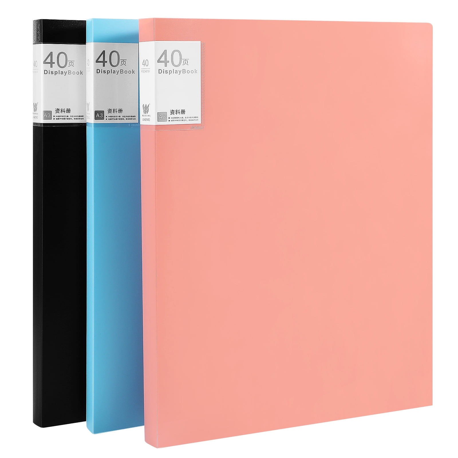 Hemoton 3 Pcs Portfolio Binder Folder Binder With Plastic Sleeves ...