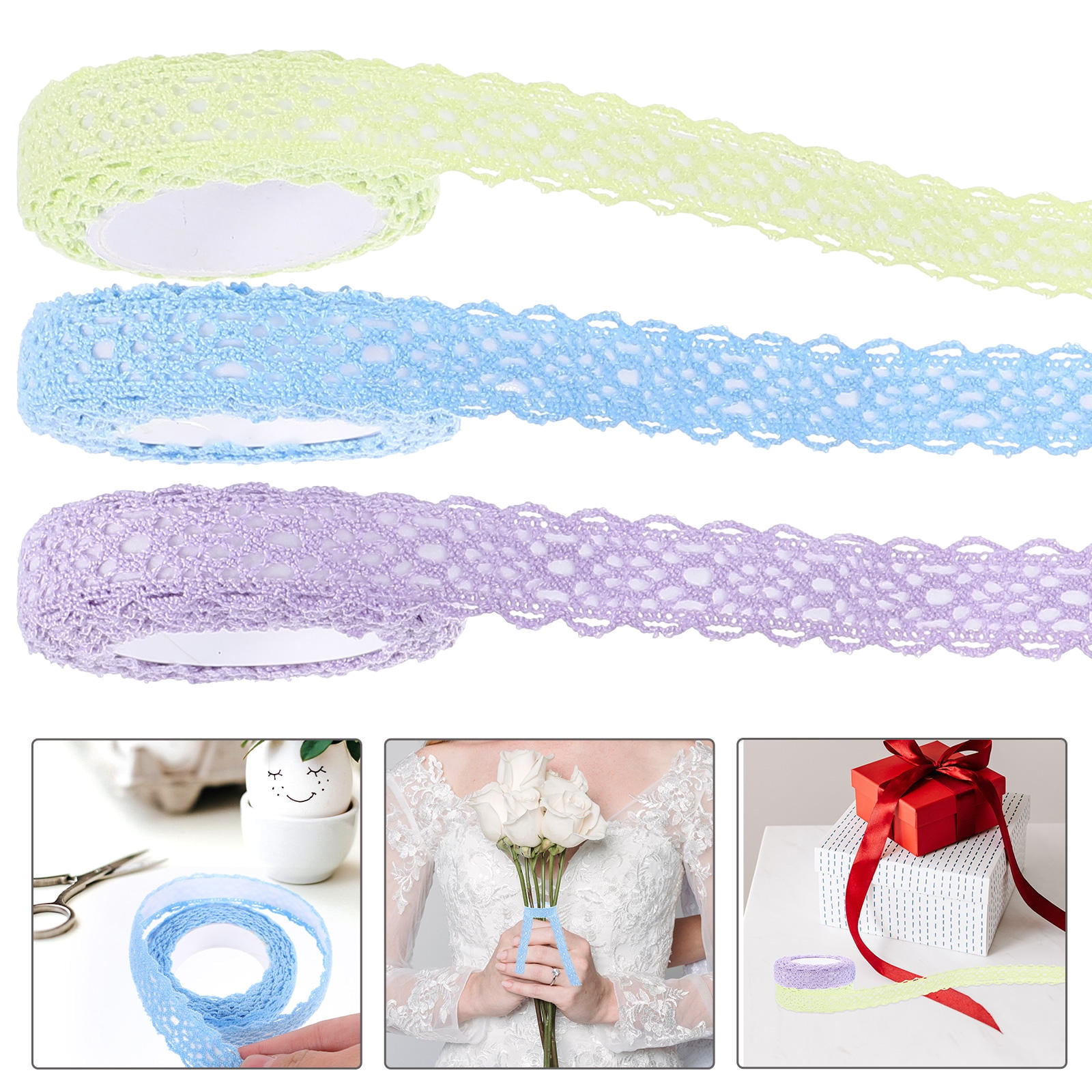 Hemoton 3 Rolls Lace Trim Tape Decoration Adhesive Lace Tape DIY ...