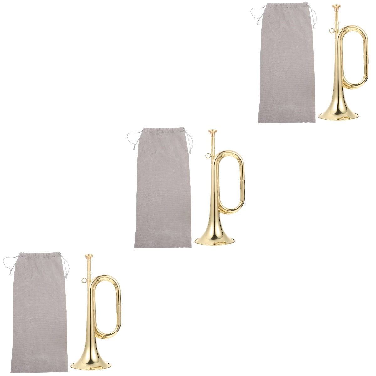 Hemoton 3 Sets Trumpet Bugle Cavalry Trumpet Brass Bugle Brass Golden ...