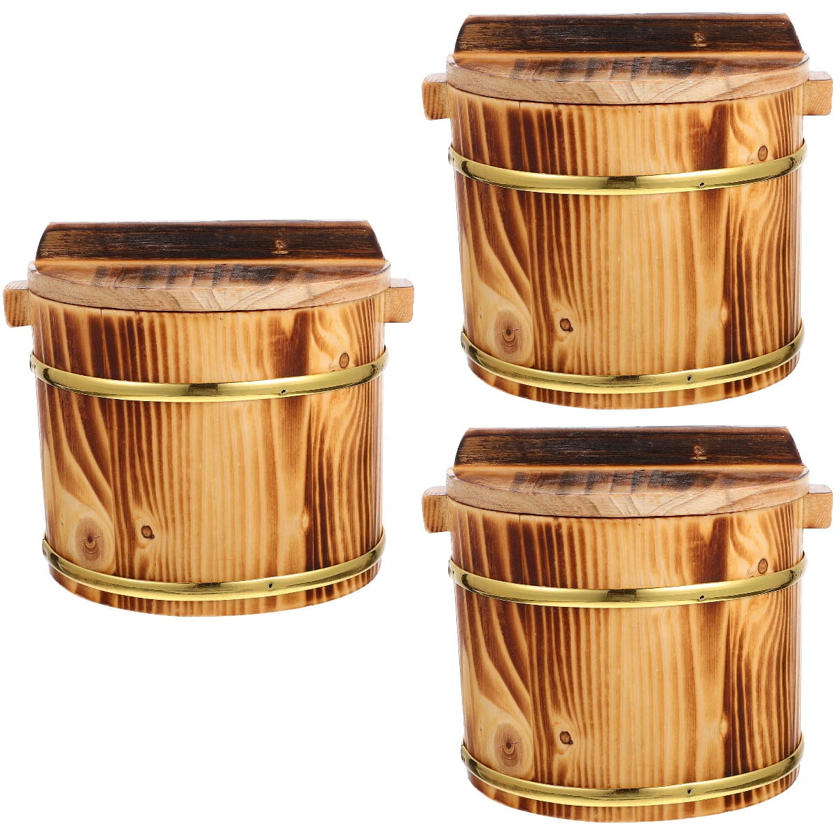 Hemoton 3 Sets Wood Sushi Container Cooked Rice Wood Bucket Cooked Rice ...