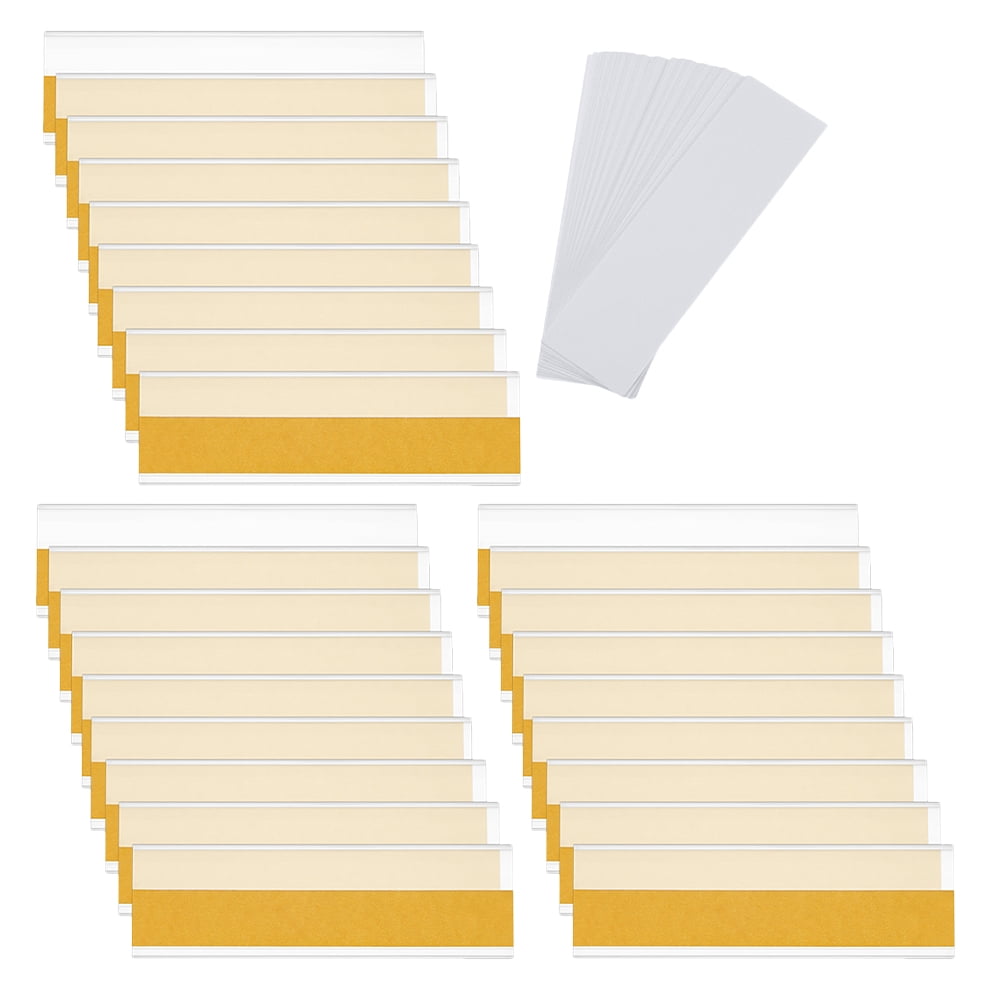 Hemoton 30 Sets of Clear Shelf Tag Index Card Pockets Adhesive Label ...