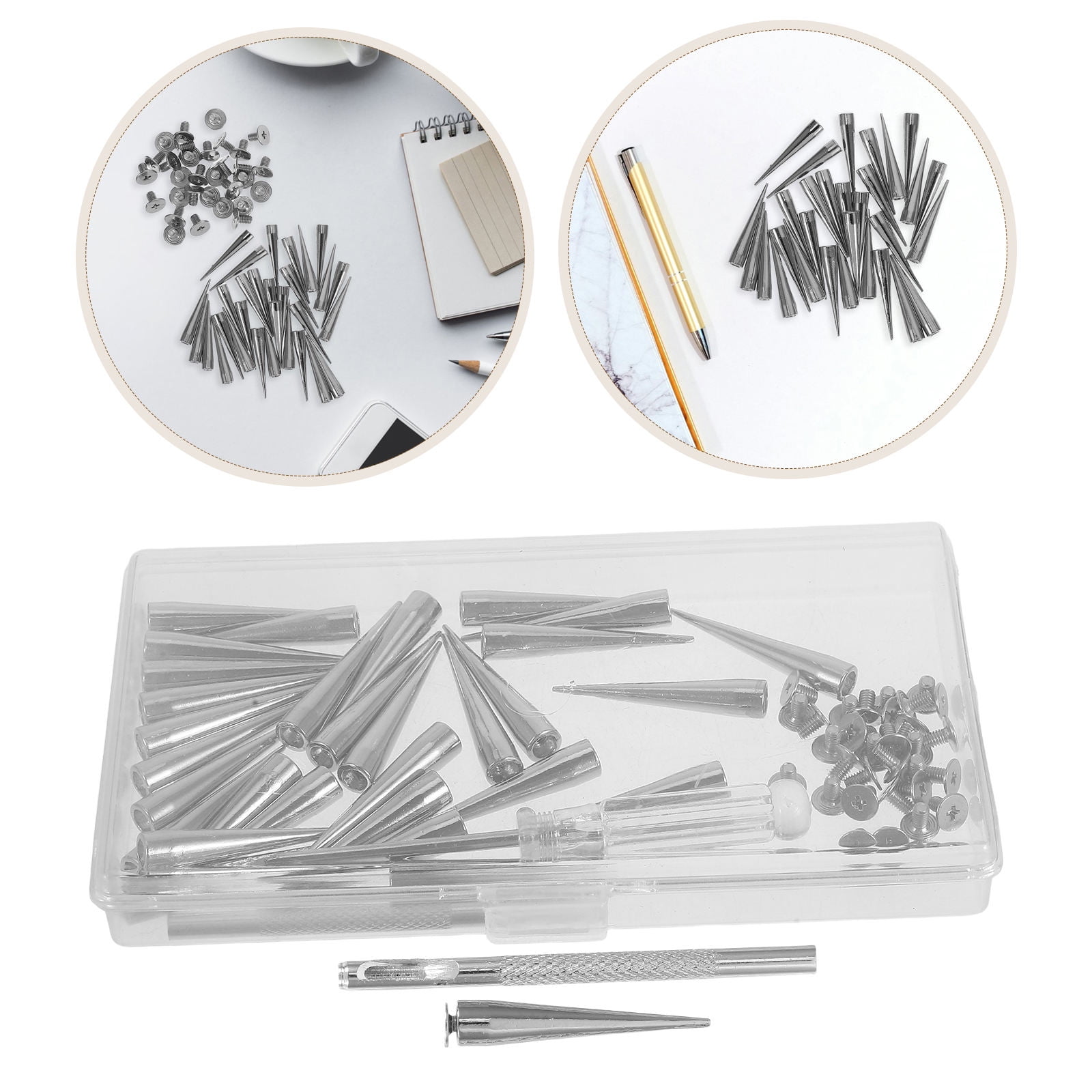 Hemoton 30 Sets Punk Spikes And Studs Kit Cone Spikes Metal Tree Spikes ...