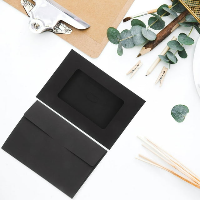 Hemoton 30pcs DIY Cardboard Frames Window Envelopes Black Booklet ...
