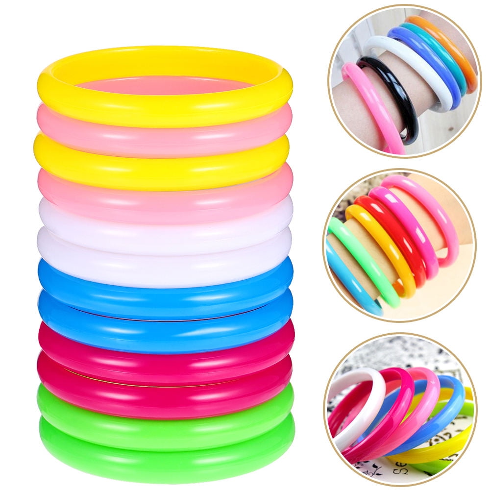 Hemoton 36pcs Fashionable Plastic Colored Bangles Candy Color Bangle ...