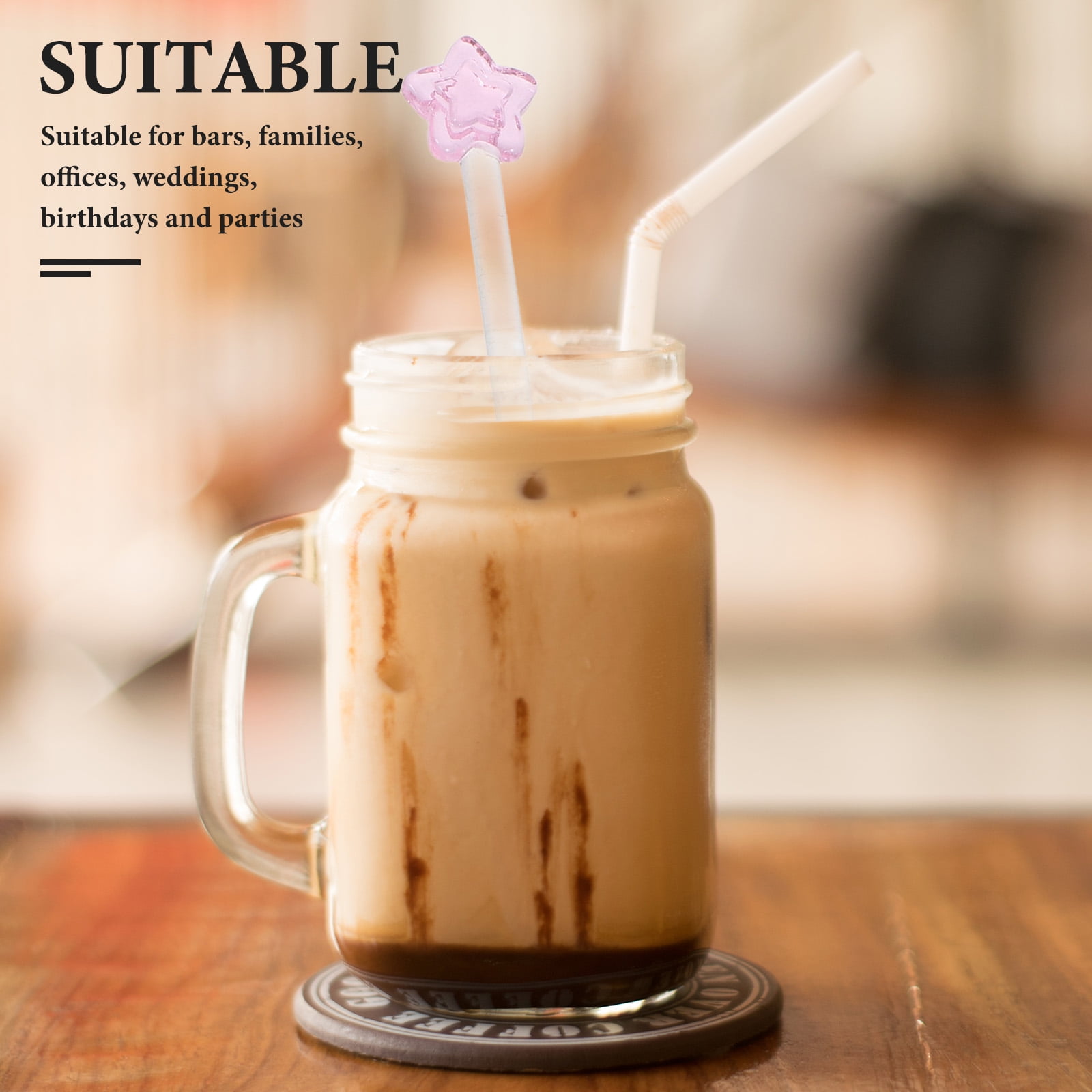 Hemoton 3PCS Long Handle Stirrers Glass Coffee Mixing Spoons Star ...