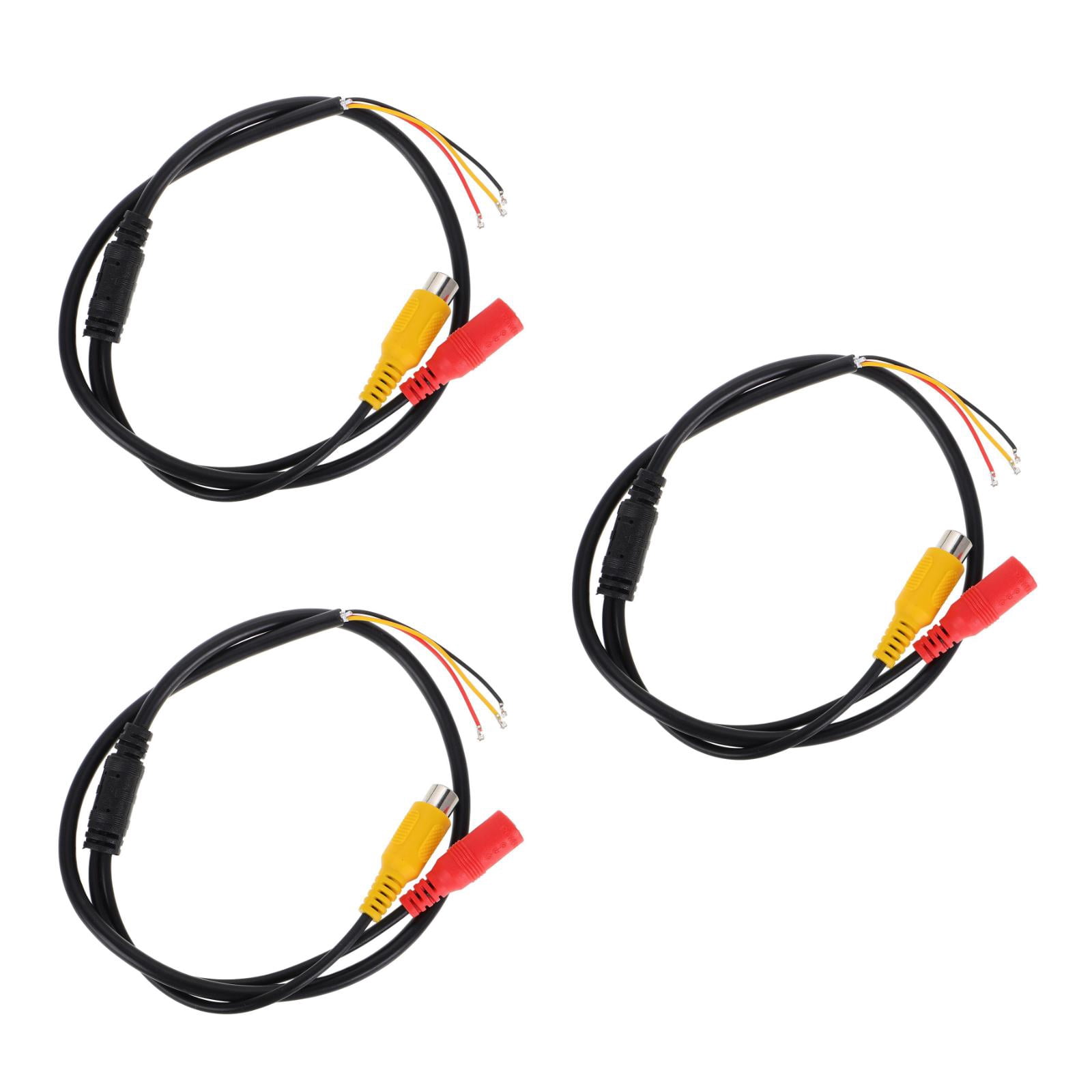 Hemoton 3pcs Automotive Rear View Camera Cable With Rca+Dc Head 3-Pin ...