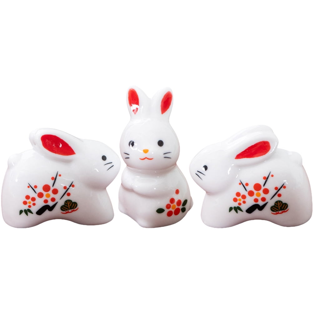 Hemoton 3pcs Ceramic Rabbit Animal Figurine Crafts Japanese Style ...