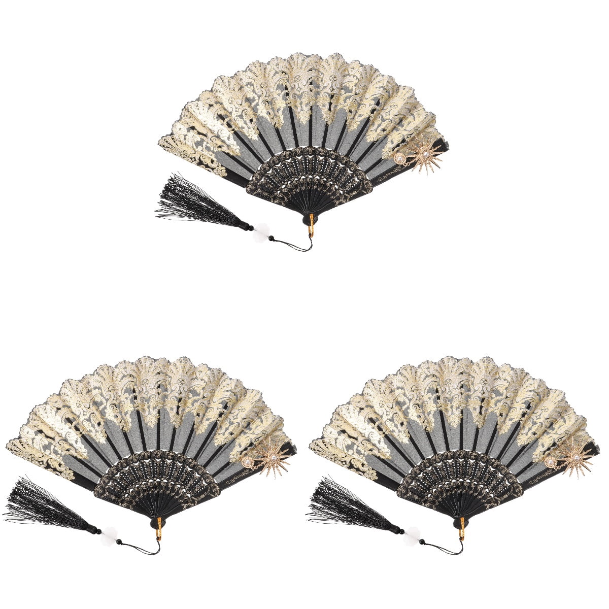 Hemoton 3pcs Cloth Vintage Fan Women Cloth Fan Dress Up Fan Party Fan ...