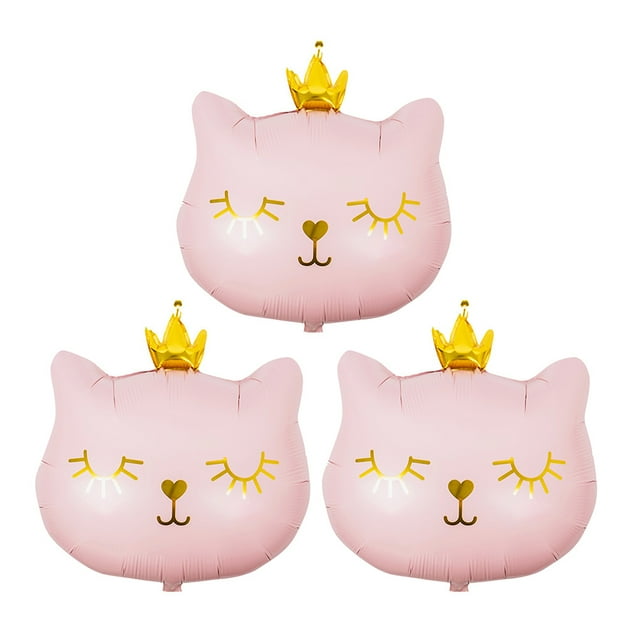 Hemoton 3pcs Crown Kitten Balloons Cartoon Cat Balloons Set Cat ...