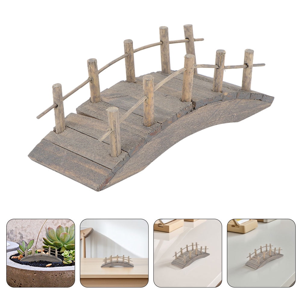 Hemoton 3pcs Dollhouse Wooden Arch Bridge With Railings Mini Arch ...