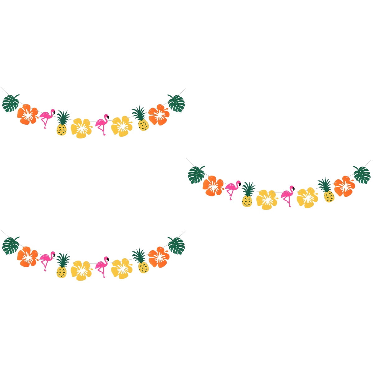 Hemoton 3pcs Hawaiian Luau Party Banner Flamingo Pineapple Buntings ...