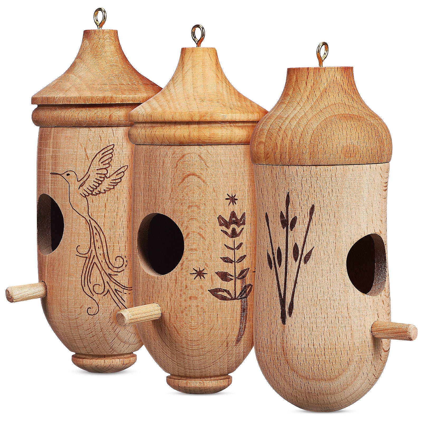 HEMOTON Hummingbird Houses Wooden Bird House for Outside Use Attracts ...