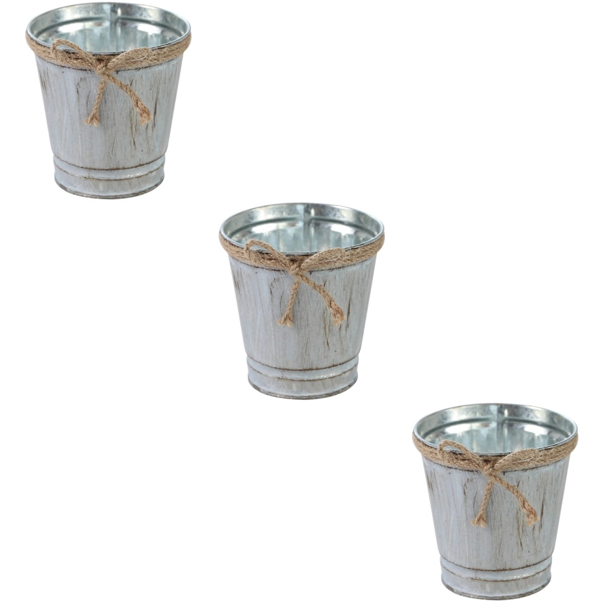 Hemoton 3pcs Retro Vintage Rope Craft Tin Metal Iron Keg Flower Bucket ...