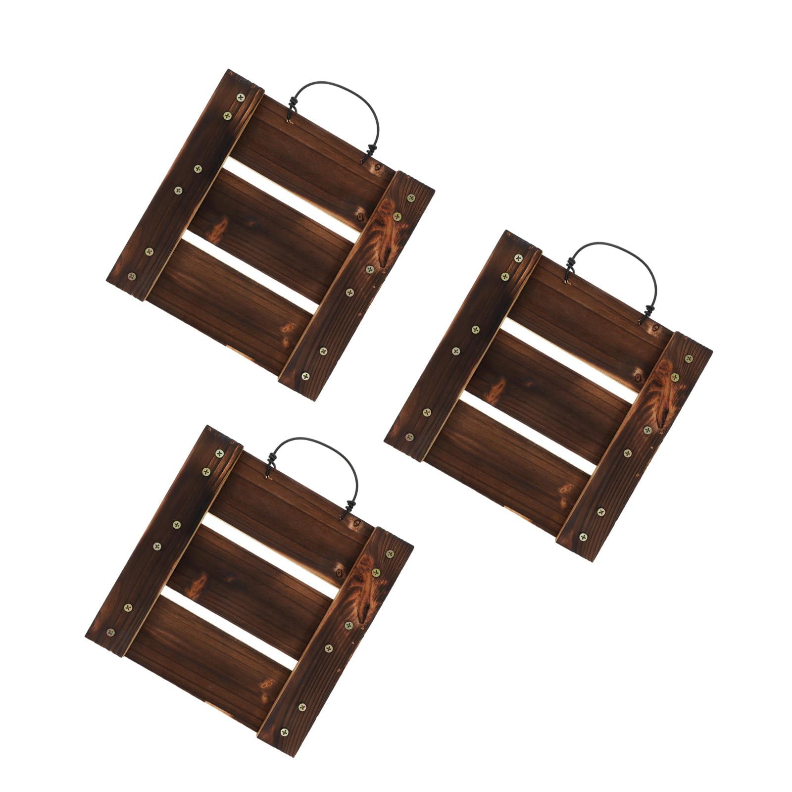Hemoton 3pcs Rustic Wood Hanging Planter for Home Wall Mount Planter ...