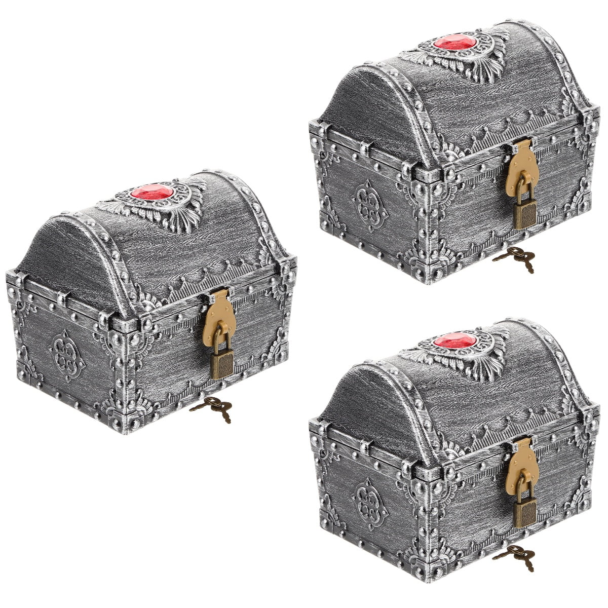 Hemoton 3pcs Small Treasure Box Pirate Chest Vintage Treasure Box Small ...