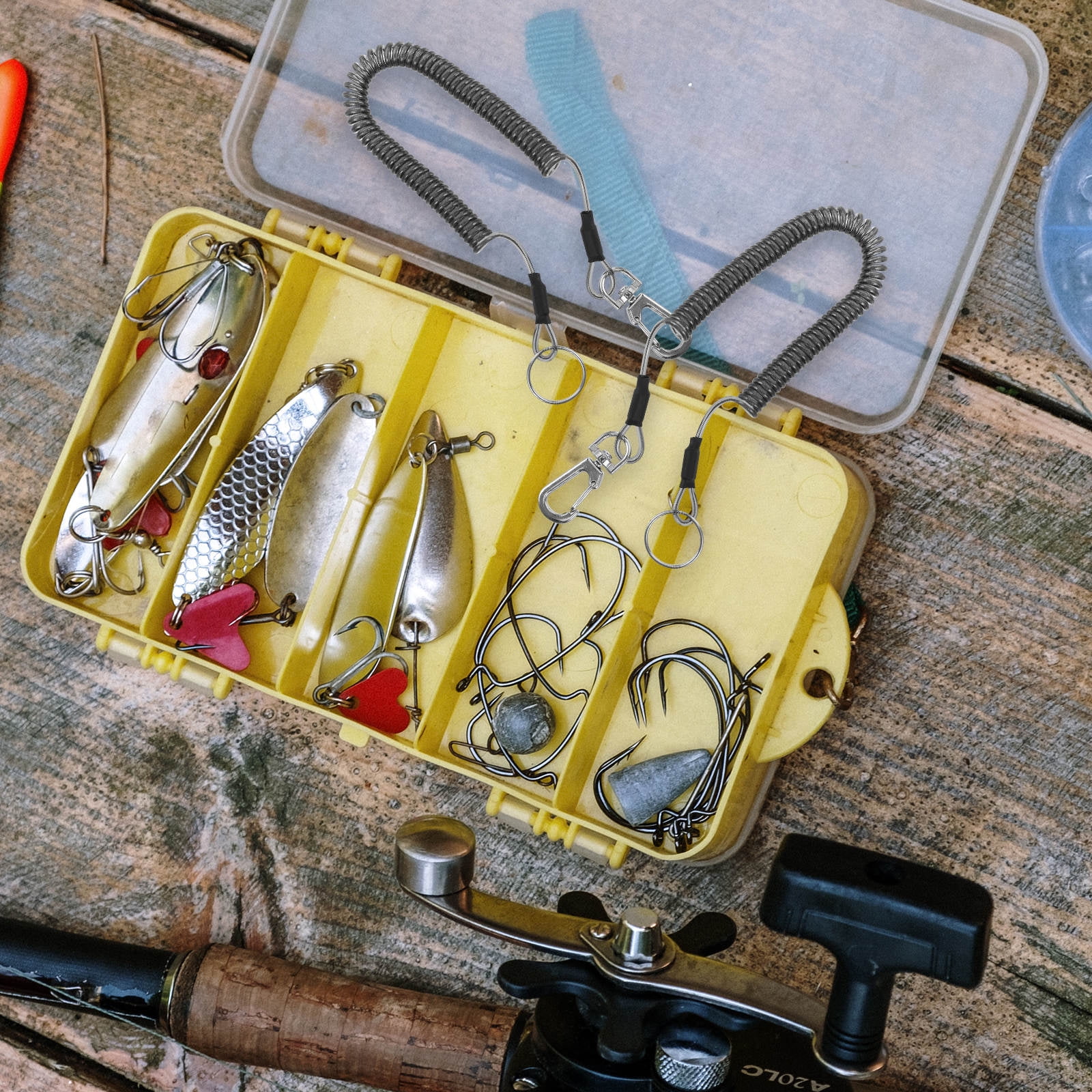 Hemoton 3pcs Stretchable Coiled Lanyard with Keychain for Fishing Gear ...