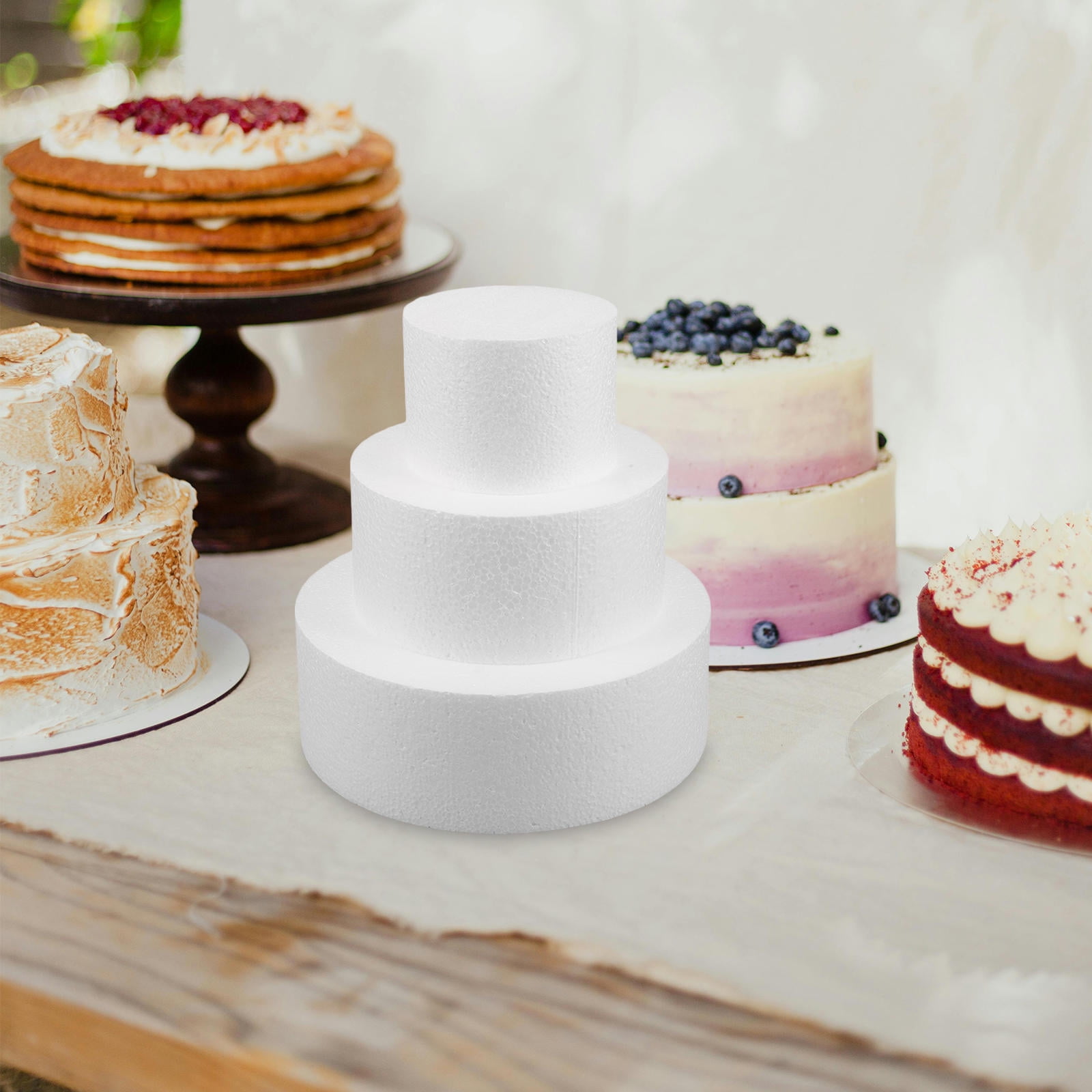 Hemoton 3pcs White Foam Cake Dummy Mold DIY Cake Decorating Tall Tiered ...