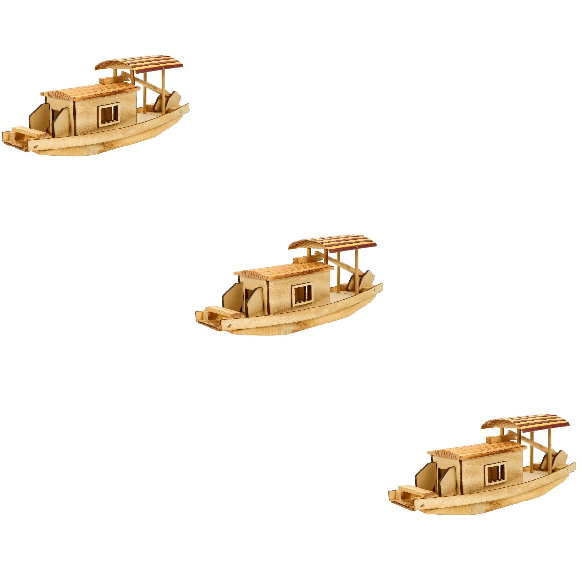 Hemoton 3pcs Wooden Canoe Model Small Boat Desktop Boat Model Wooden ...