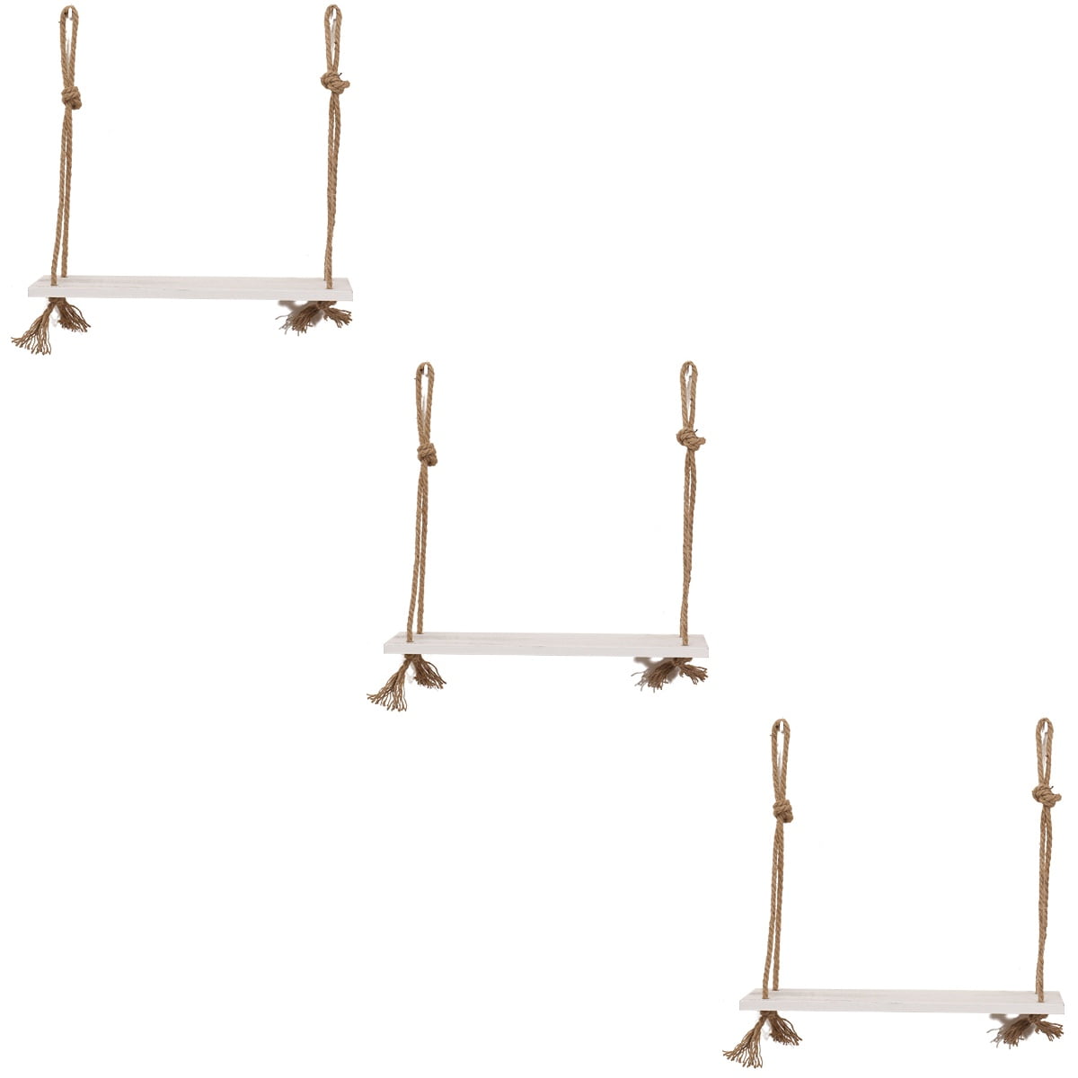 Hemoton 3pcs Wooden Hanging Shelf Swing Rope Floating Shelves 1 Tier ...