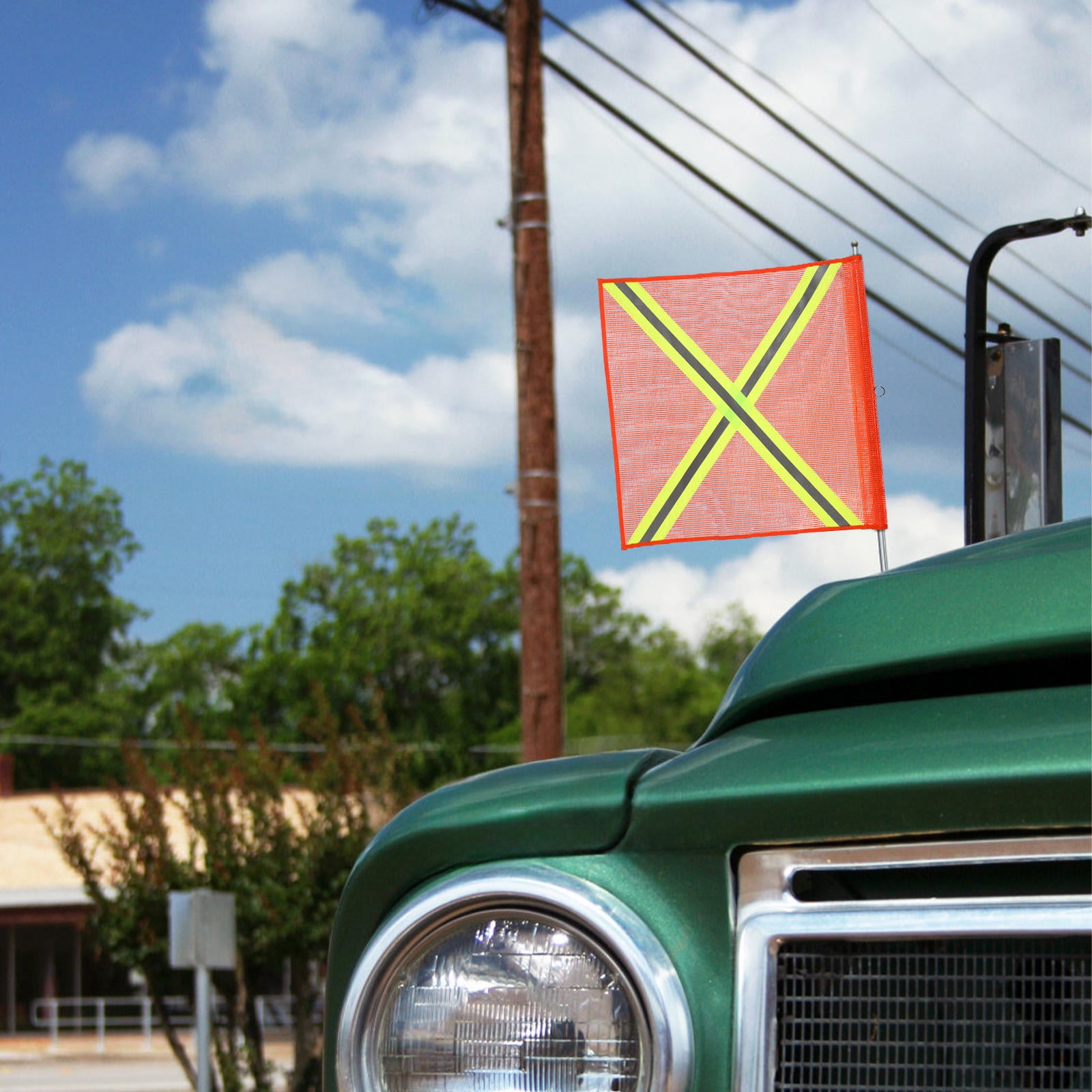 Hemoton 4-Pack High Visibility Safety Warning Flags with Reflective Material for Outdoor Traffic ...