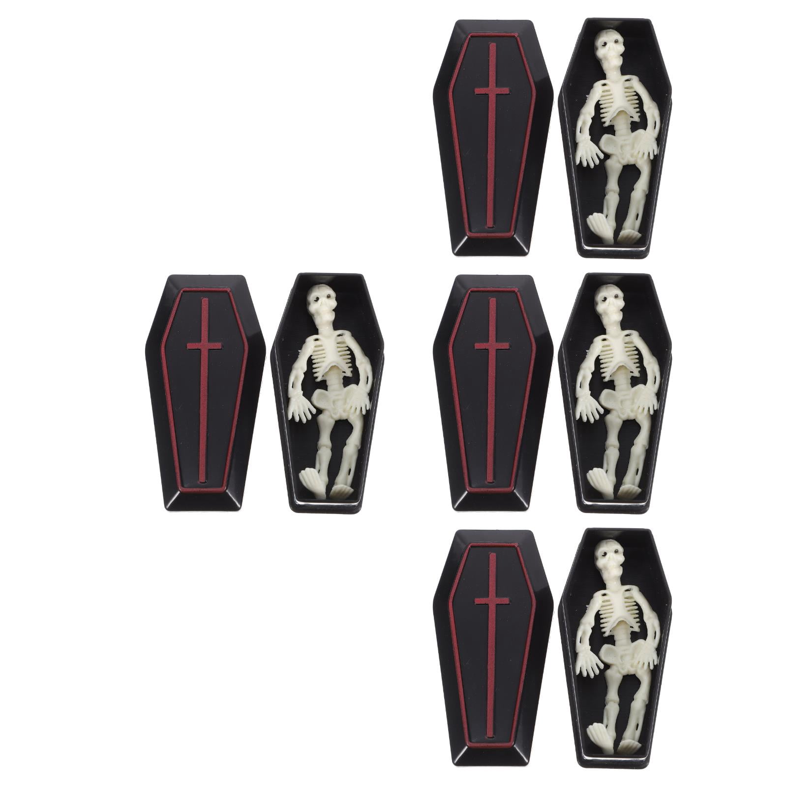 Hemoton 4 Sets Halloween Mini Coffin with Skeleton Small Coffin Box ...