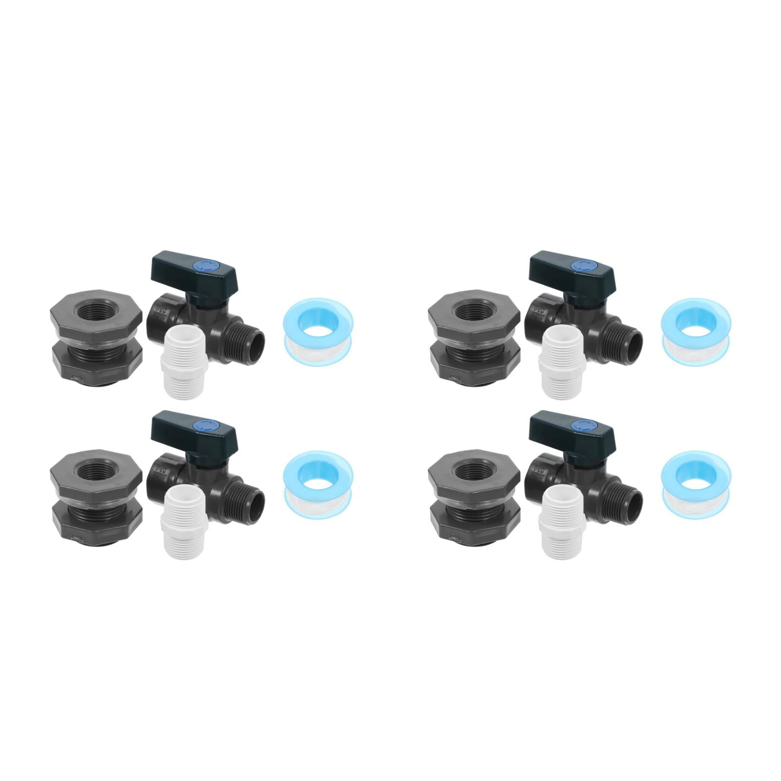 Hemoton 4 Sets Rain Barrel Spigot Kit with PVC Bulkhead Fitting Adapter ...