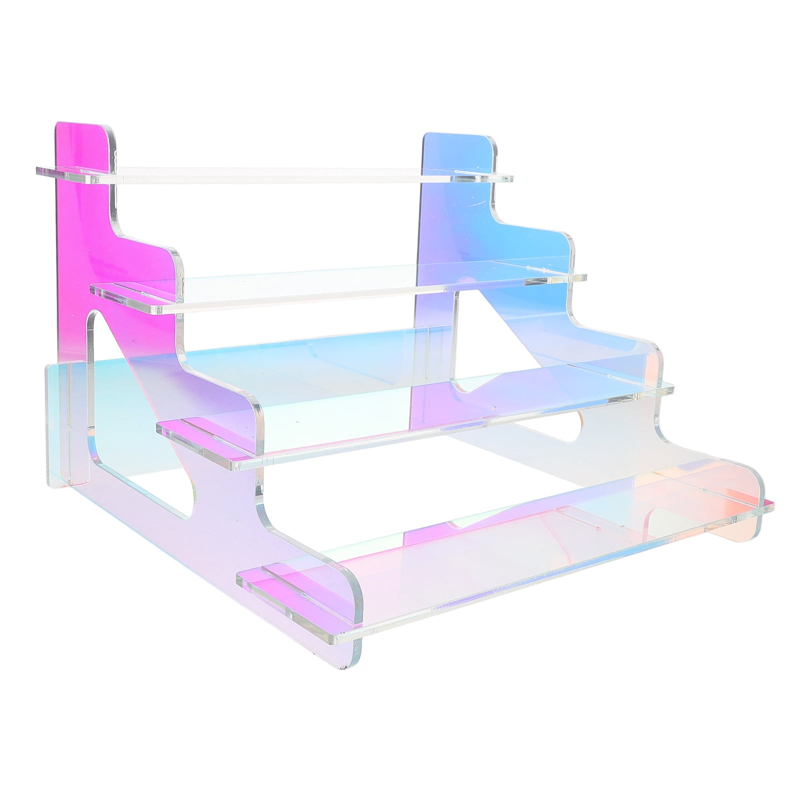Hemoton 4-Tier Iridescent Display Risers Stand Desktop Organizer ...