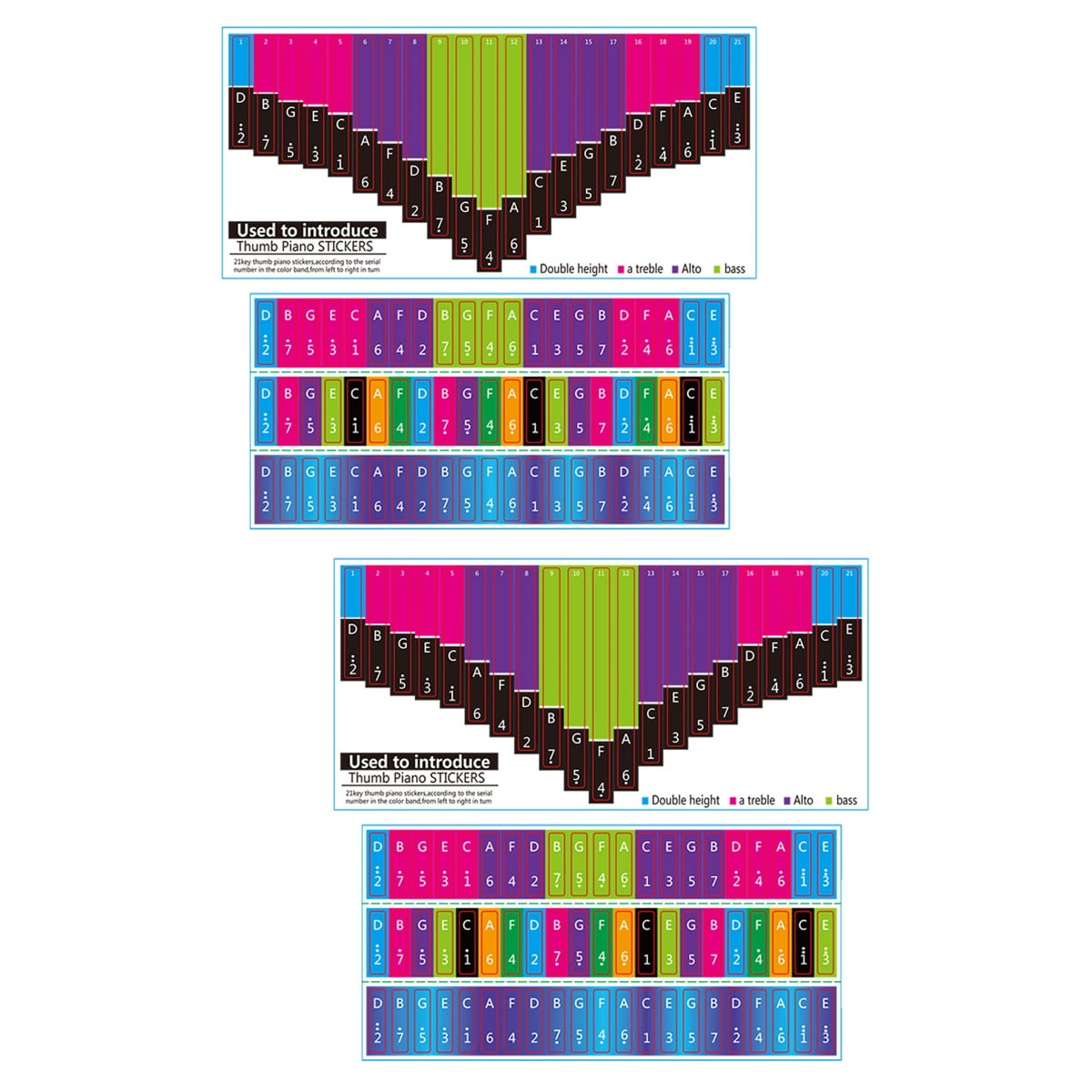 Hemoton 4 pcs Kalimba Note Stickers Kalimba Keyboard Decals Practical ...