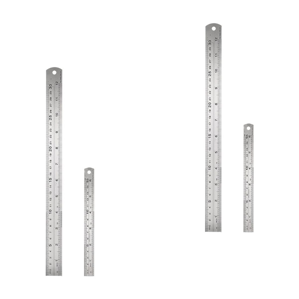 Hemoton 4 pcs Precision Scale Straight Rulers Stainless Steel Rulers ...