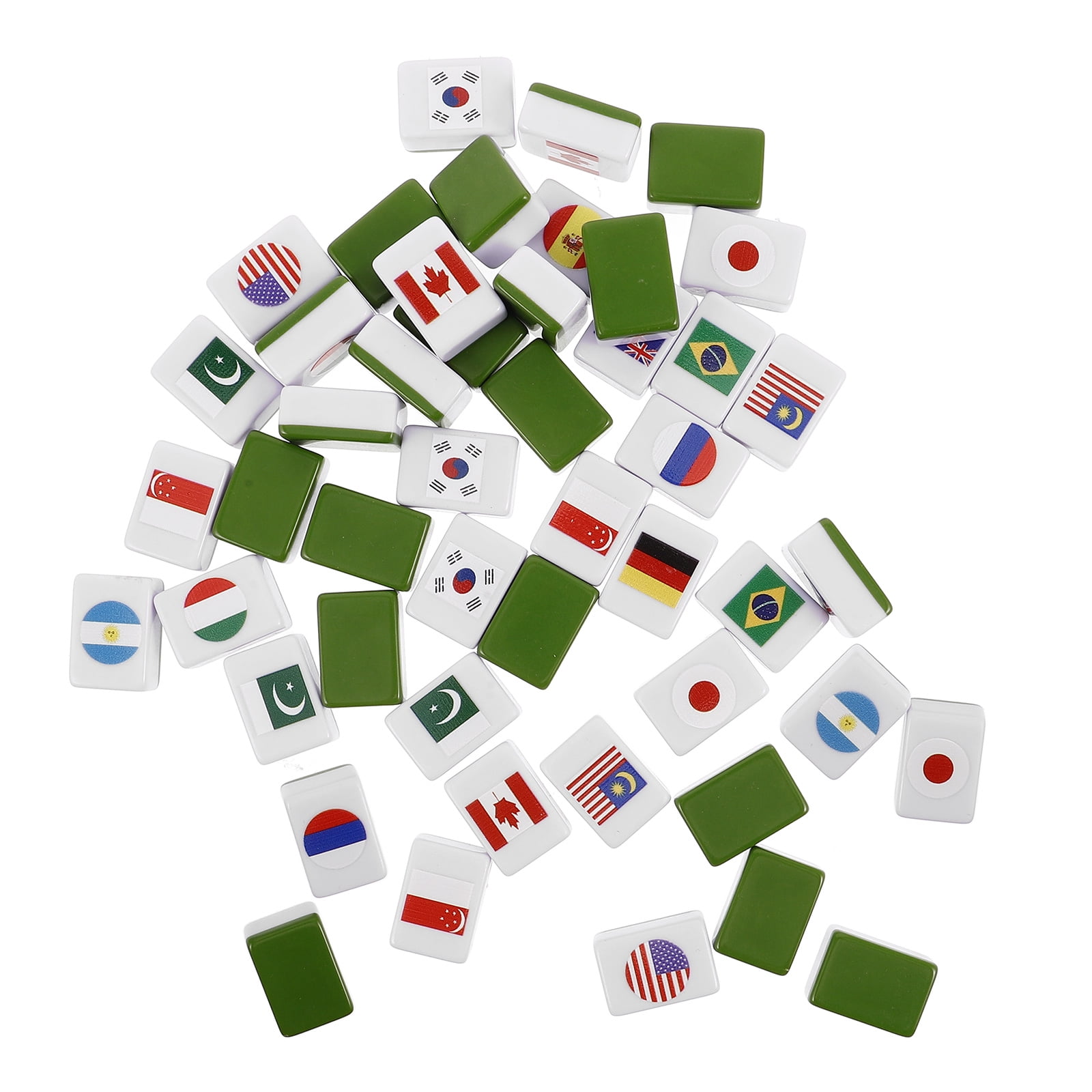 Hemoton 48PCS Game Blocks Mahjong Set 48 Tiles Flag Pattern Games ...