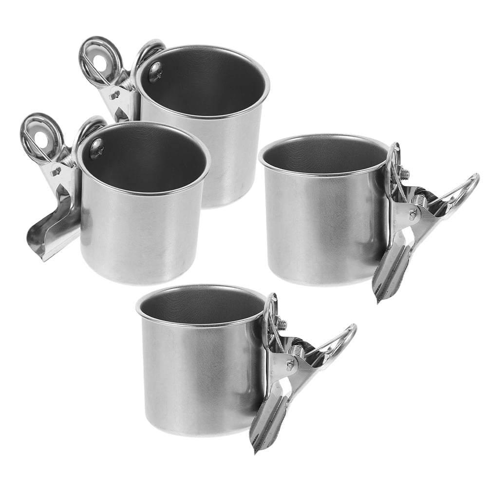 Hemoton 4PCS Bird Bowls Parrot Cage Feeder Stainless Steel Bird Food ...