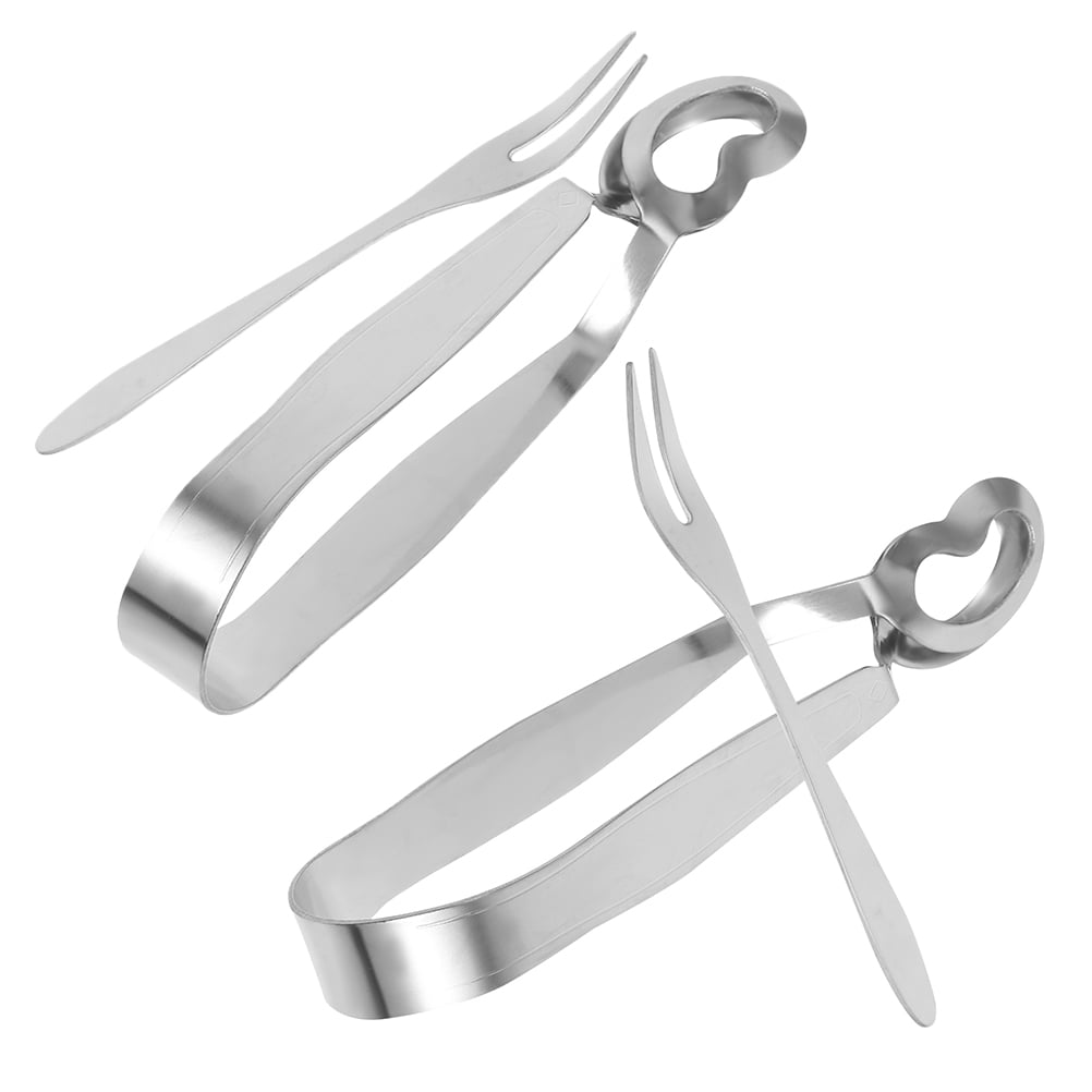 HEMOTON Stainless Steel Escargot Tongs and Fork Set for Serving Snails ...