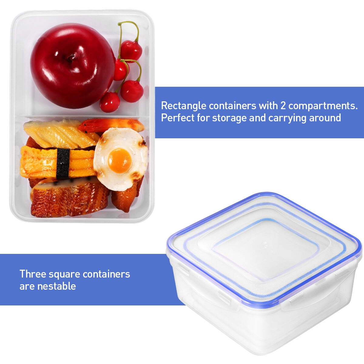 Hemoton 4PCS Transparent Simple Food Storage Containers Set for Home ...