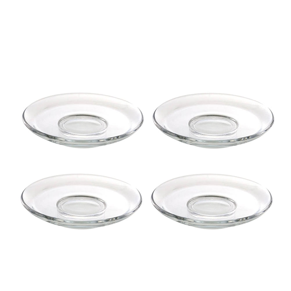 WEAVILUX Restaurant Round Glass Tea Saucer Transparent 4Pcs - Walmart.com