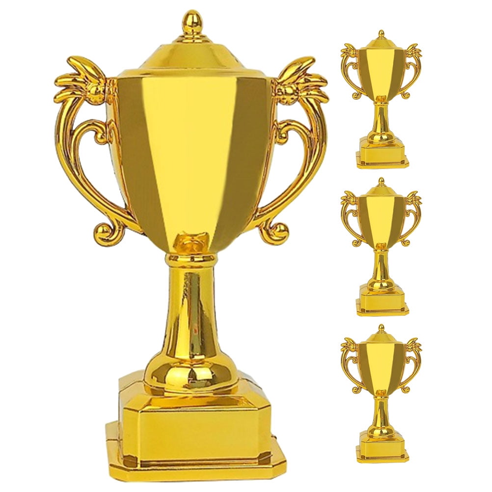 HEMOTON Golden Mini Award Trophy for Decoration 4 Pieces Plastic ...