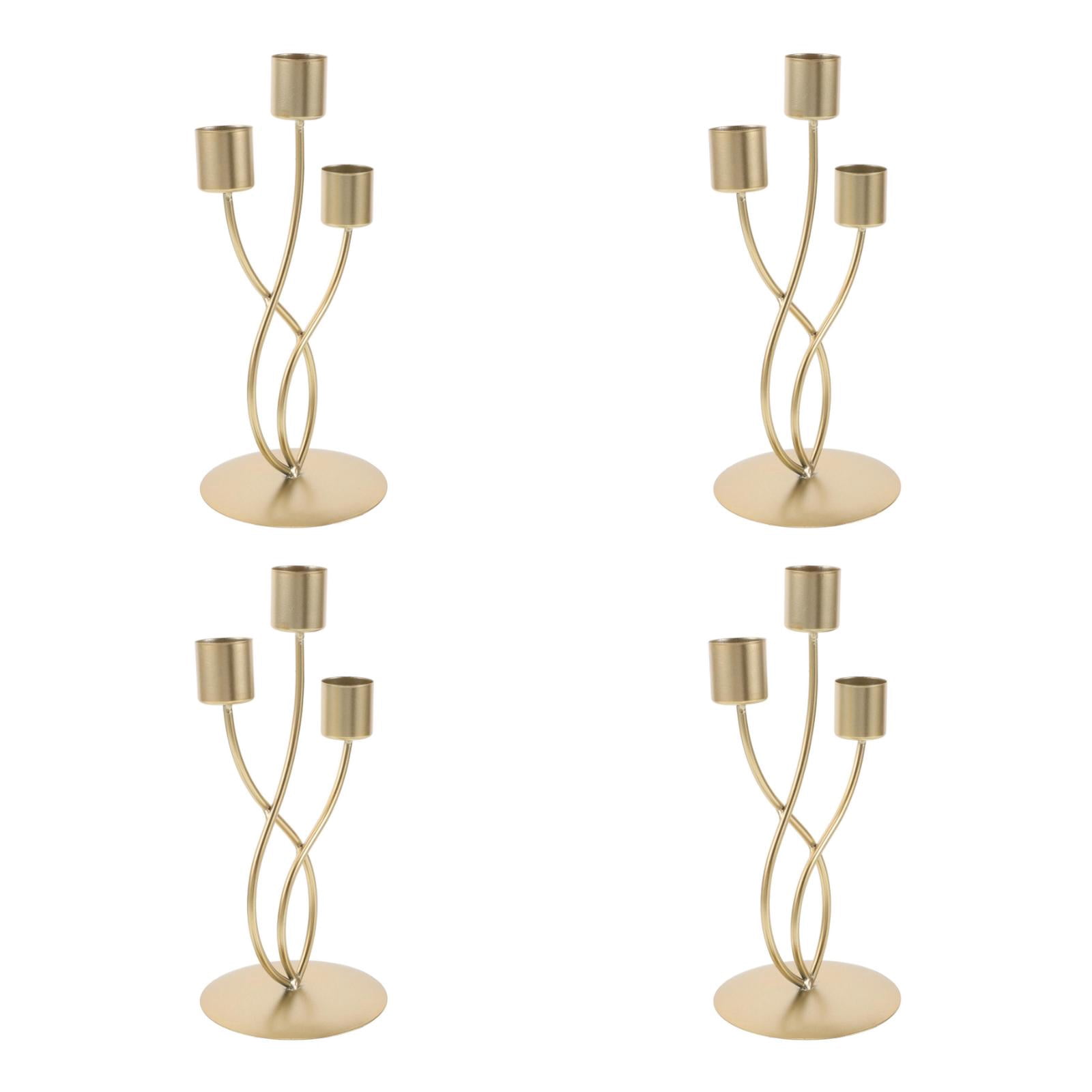 Hemoton 4pcs Metal Candelabra Gold Candle Holders 3 Arms Wedding ...
