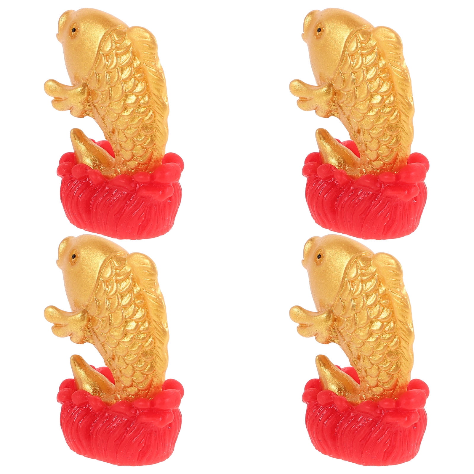 Hemoton 4pcs Mini Koi Fish Figurine Resin 2025 Golden Chinese Fish ...